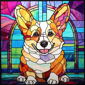 Stained Glass Corgi Digital Papers, Corgi Dog Stained Glass Tumbler ...