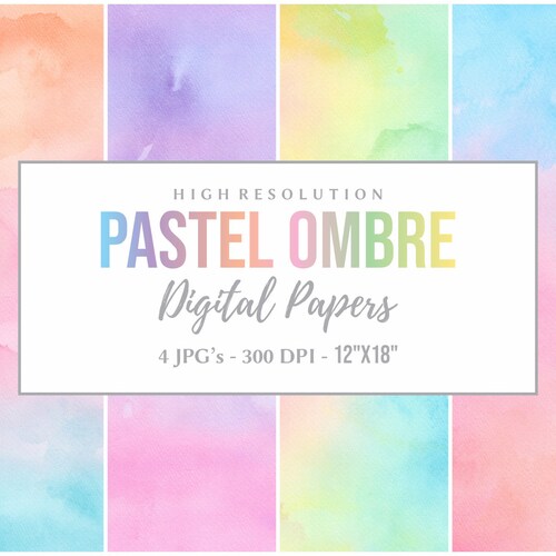 Watercolor Digital Pastel Paper Pack 12 Papers 12 X - Etsy