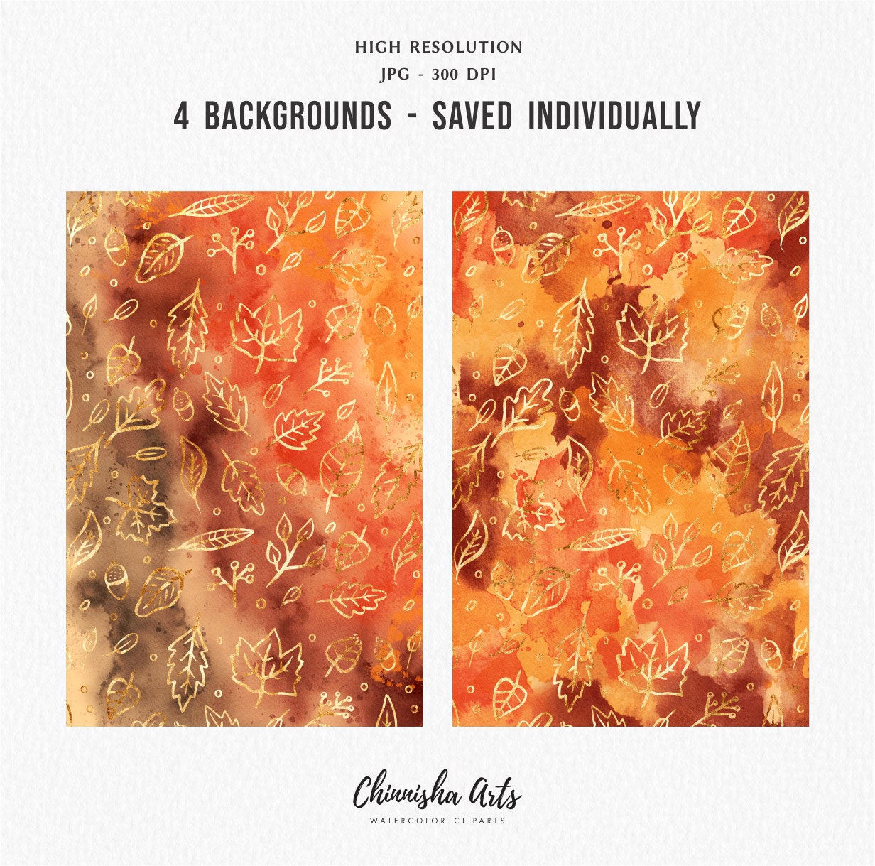 Watercolor Autumn Leaves Digital Paper Pack Free Commercial - Etsy