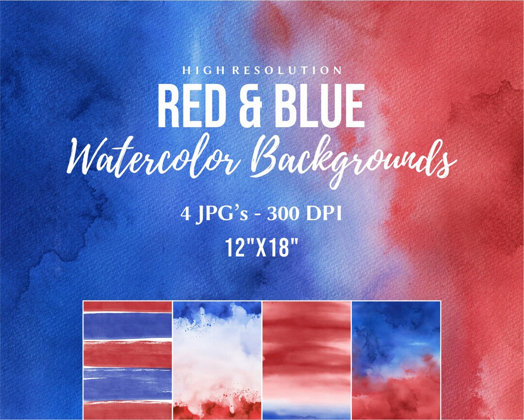 Red & Blue Watercolor Digital Papers, Free Commercial Use, Red and Blue ...