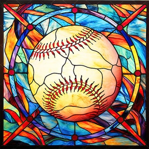 Stained Glass Baseball Digital Papers, Sports Stained Glass Tumbler ...