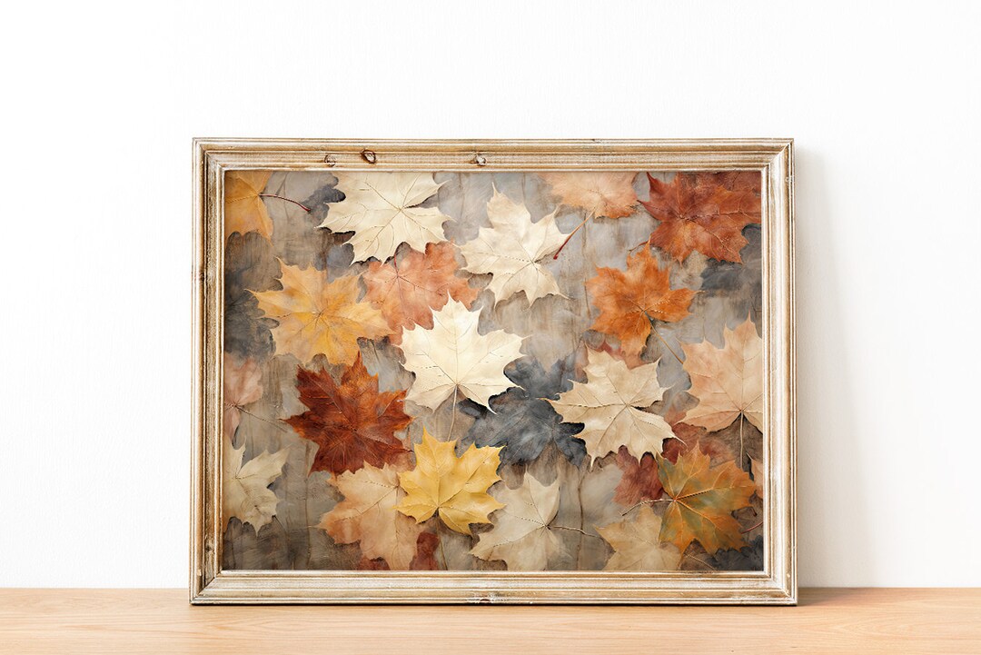 Printable Wall Art Fall, Autumn Leaves Print, Vintage Maple Leafs Wall ...