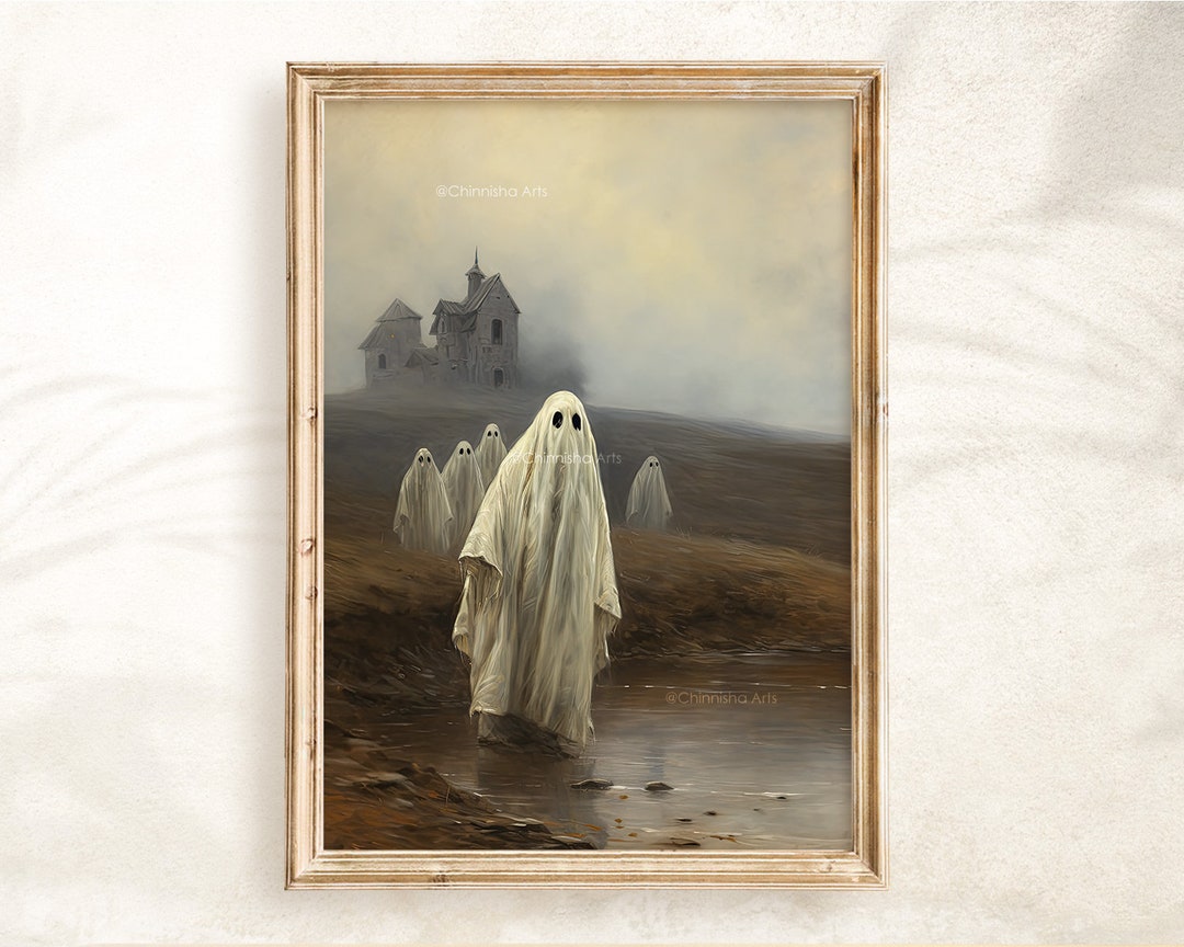 Halloween Ghost Wall Art Print, Spooky Ghosts Print, Printable ...