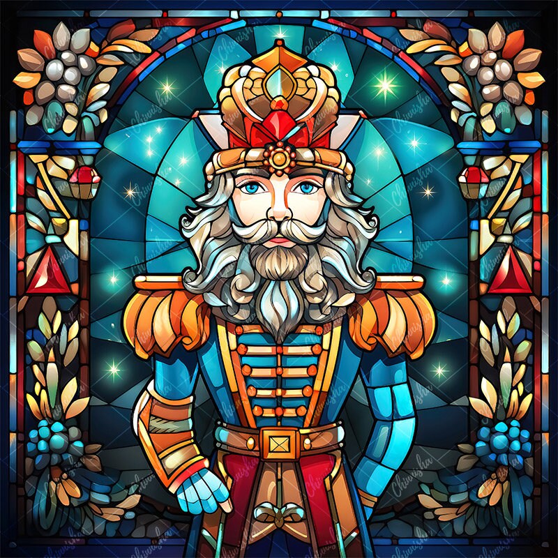 8 Stained Glass Nutcracker Digital Papers Christmas Tumbler - Etsy