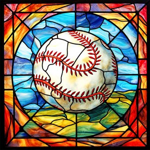 Stained Glass Baseball Digital Papers, Sports Stained Glass Tumbler ...