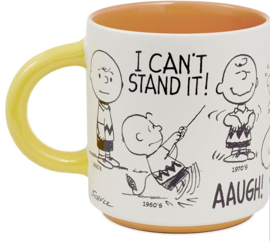 Peanuts 75th Anniversary Charlie Brown's Through the Decades Mug - Etsy