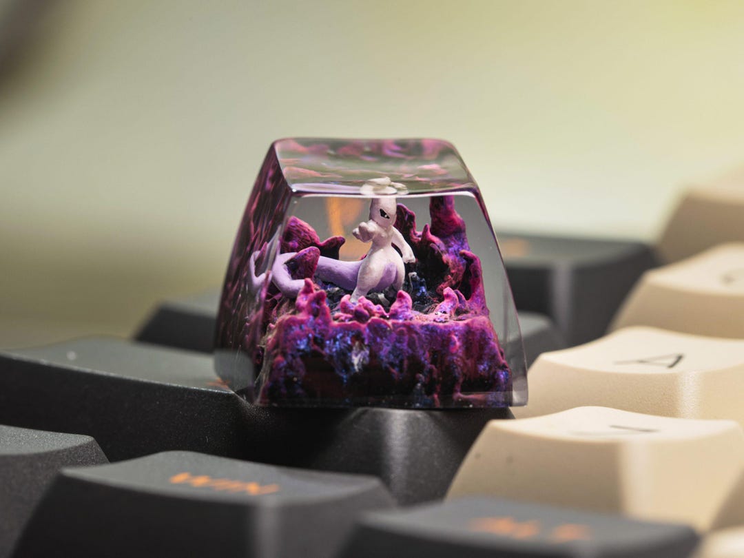 Mewtwo Pokemon Artisan Keycap, Custom Resin Keycap for Mechanical ...