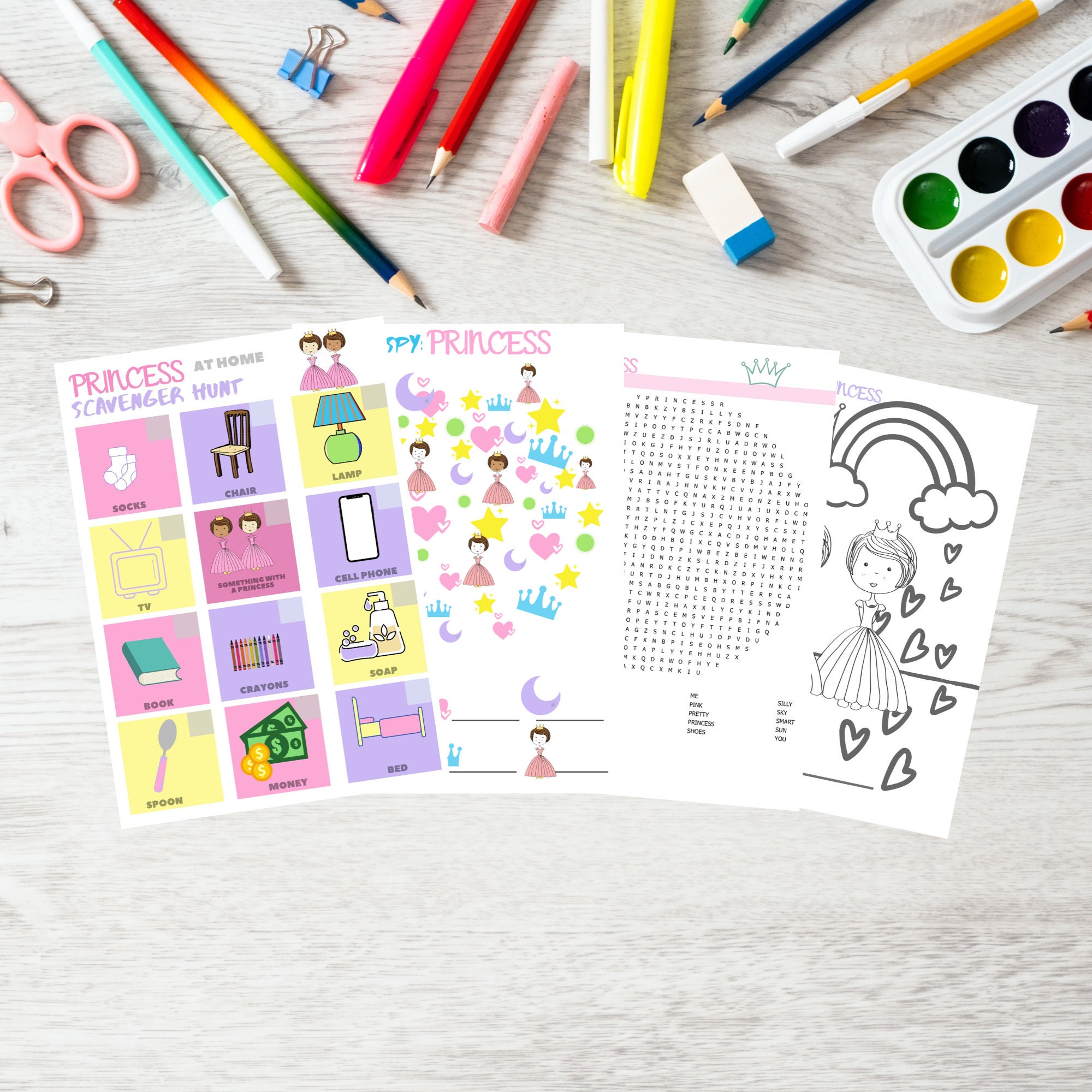 Printable Princess Activity Sheets Princess Party Activity - Etsy