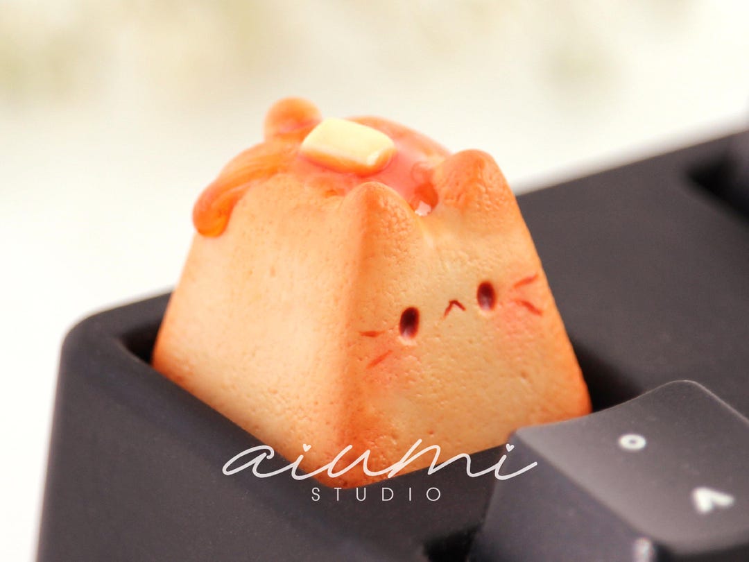 Handmade Polymer Clay Keycap – Maple Syrup Bread Cat Design | Artisan ...