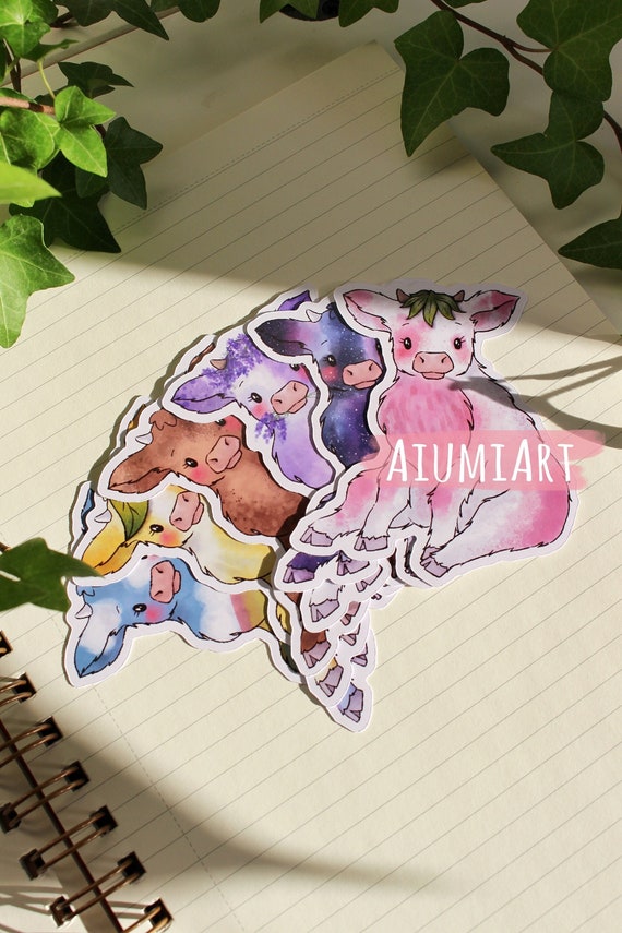 Kawaii Cow Sticker Strawberry Cow Sticker Laptop Stickers - Etsy