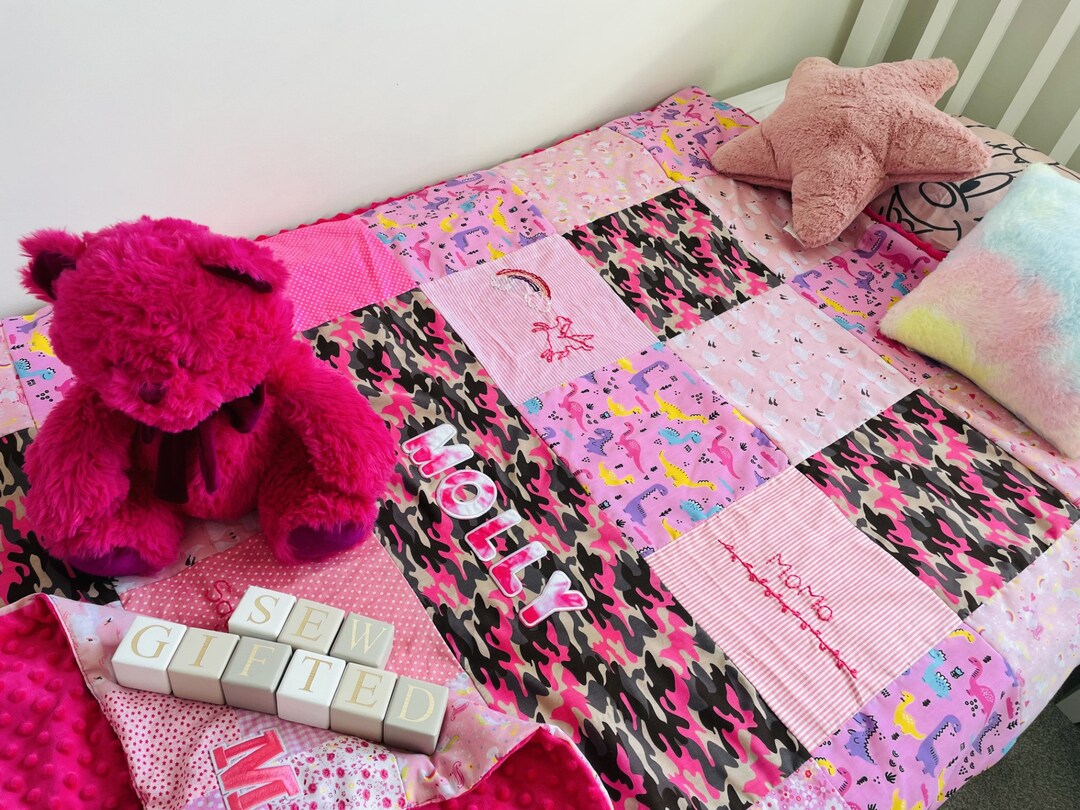 Personalised Teen Girl Patchwork Blanket, Single Blanket, Girls Bedroom ...