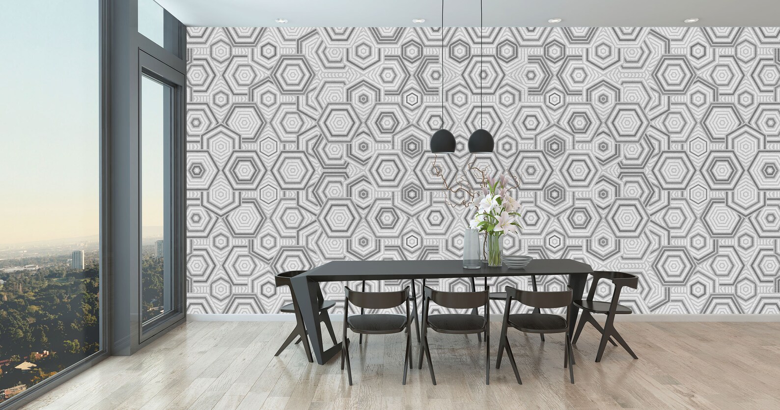 Hexagons Pattern Wallpaper Effect Wall Mural Bedroom Wallpaper | Etsy