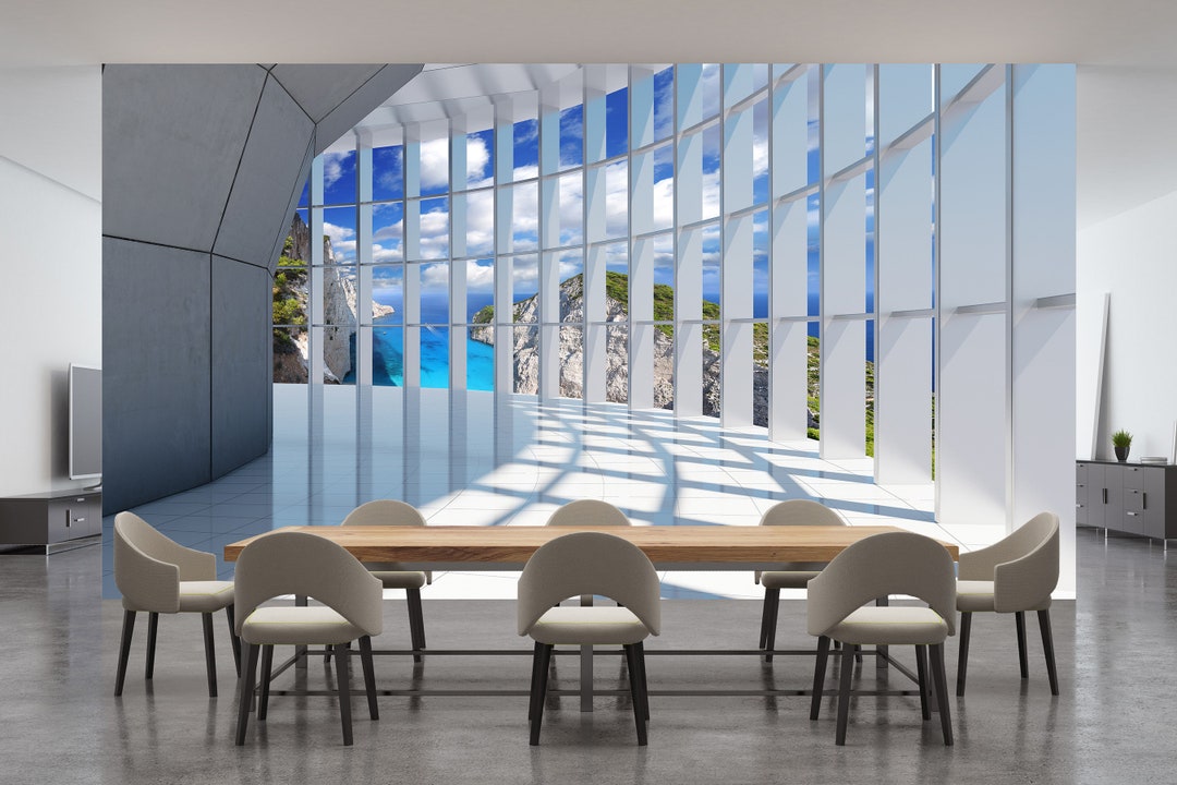 Panoramic Windows Effect Wall Mural Bedroom Wallpaper Living - Etsy