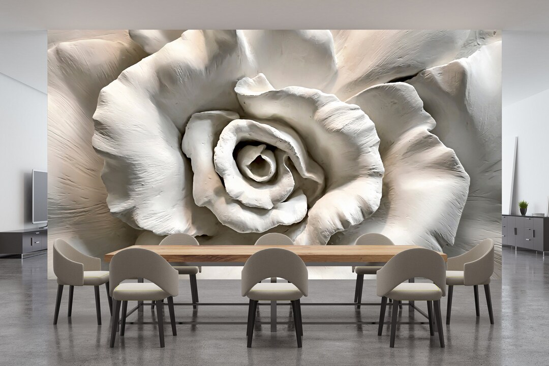 Rosebud Stucco 3d Effect Flat Wall Mural Bedroom Wallpaper - Etsy