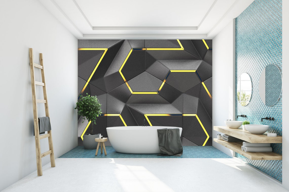 Grey 3d Wall Mural Bedroom Wallpaper Living Room Mural Easy - Etsy UK