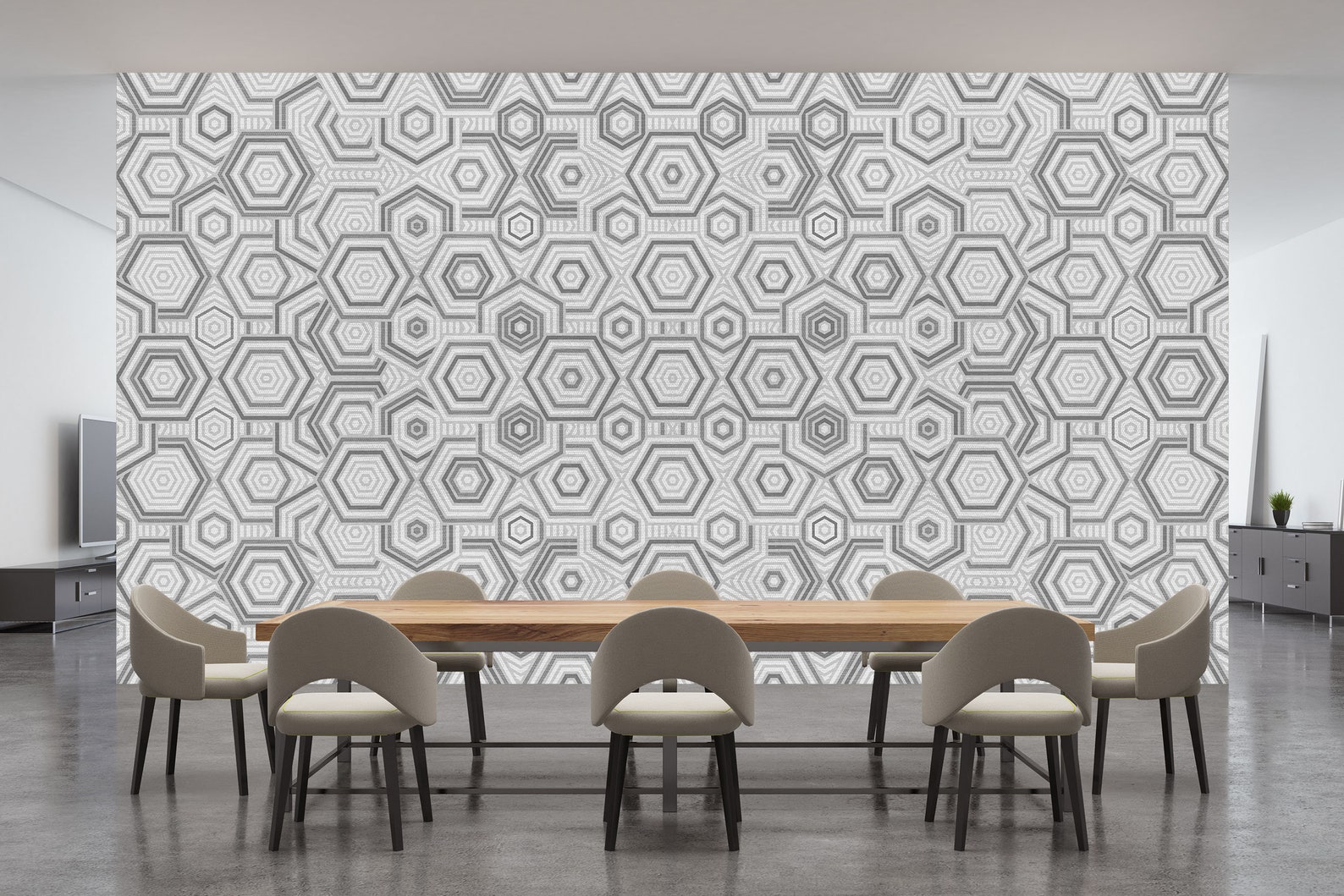 Hexagons Pattern Wallpaper Effect Wall Mural Bedroom Wallpaper | Etsy