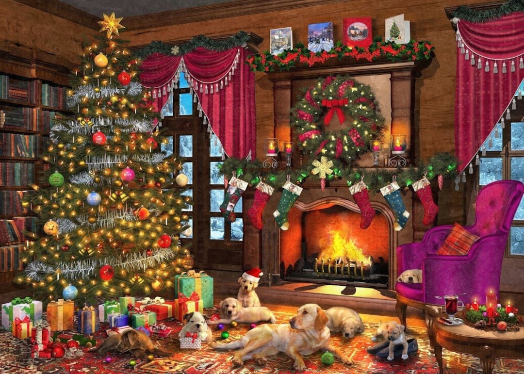 Wooden Jigsaw Puzzle A Puppy Christmas - Etsy