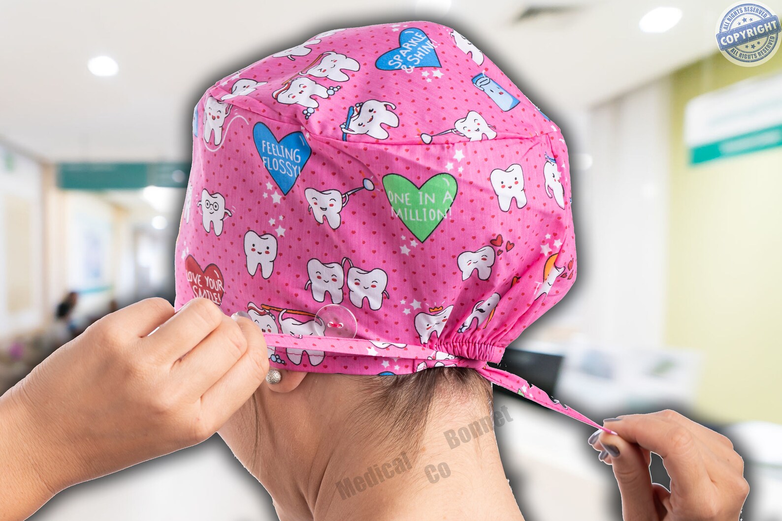 3 Pcs DENTAL Scrub Cap With Button Medical Bonnet Bouffant - Etsy