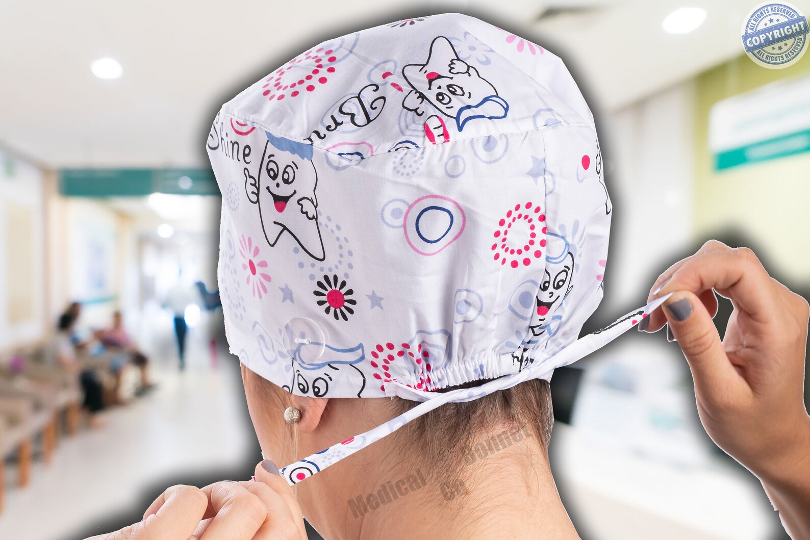 3 Pcs DENTAL Scrub Cap With Button Medical Bonnet Bouffant - Etsy