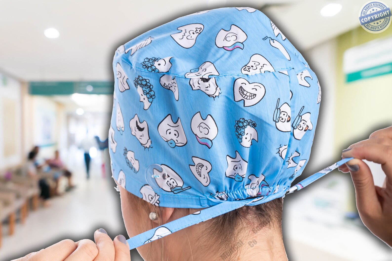 3 Pcs DENTAL Scrub Cap With Button Medical Bonnet Bouffant - Etsy
