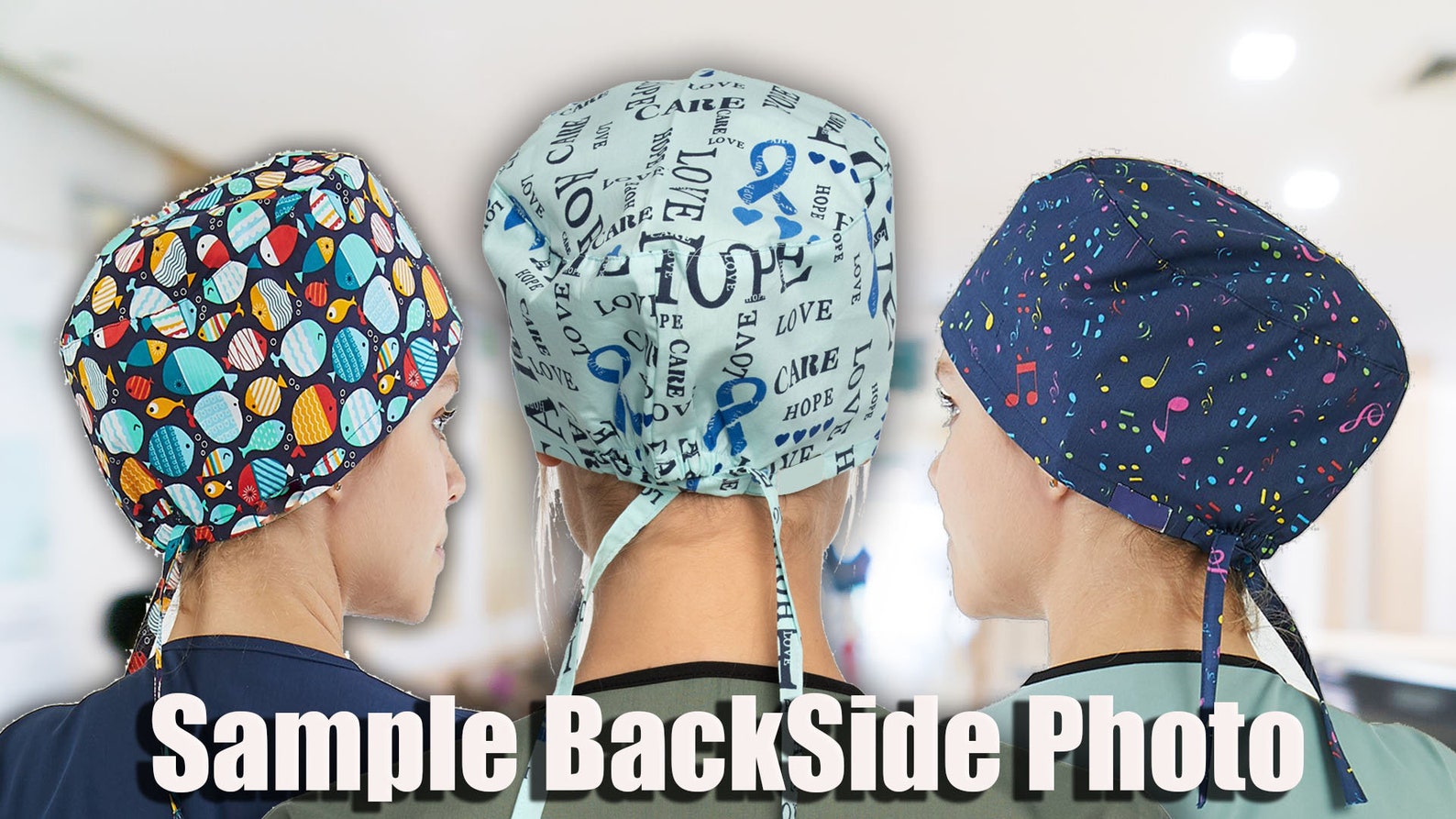 UNISEX Scrub Cap With Buttons, Bouffant, Dental Hygienist Hat, Dental ...