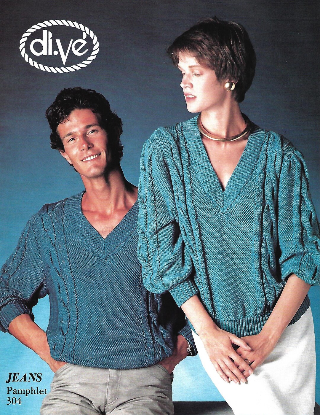 Dive Pamphlet 304 - Jeans, Farfalla | 80s Vintage Knitting Pattern - Etsy