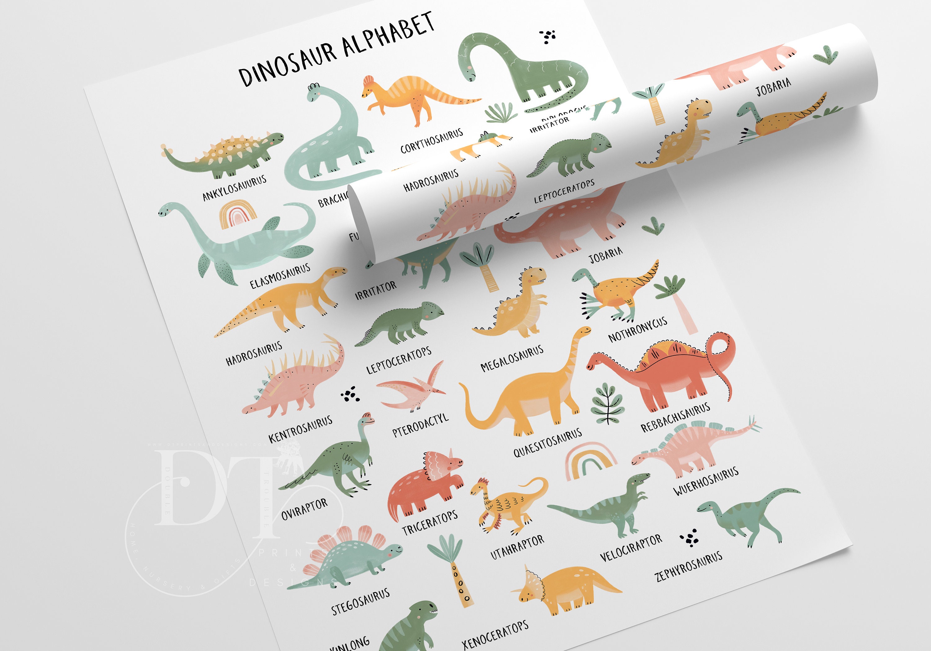 DINOSAUR NURSERY POSTER, Alphabet Dino Print, Play Room Decor ...