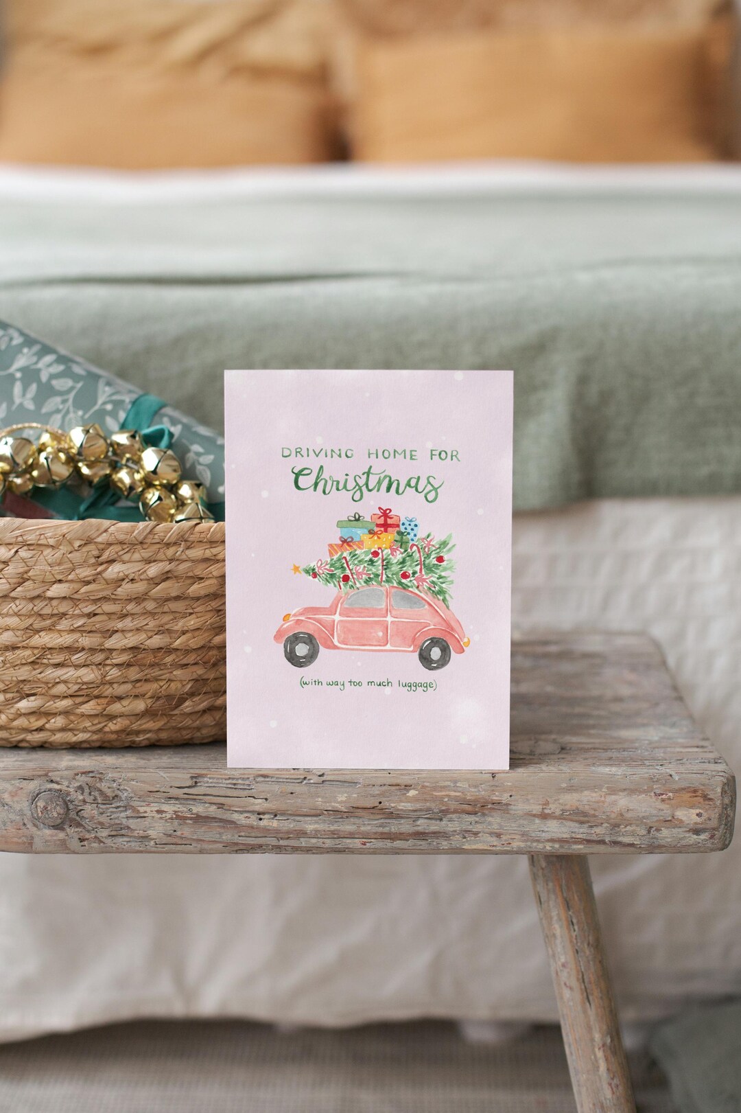 Driving Home for Christmas Card – Watercolour Car Holiday Card - Etsy
