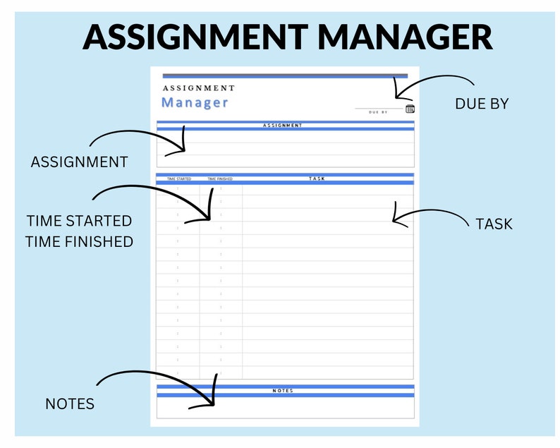 Student Assignment Manager Printable Stay Organized With - Etsy