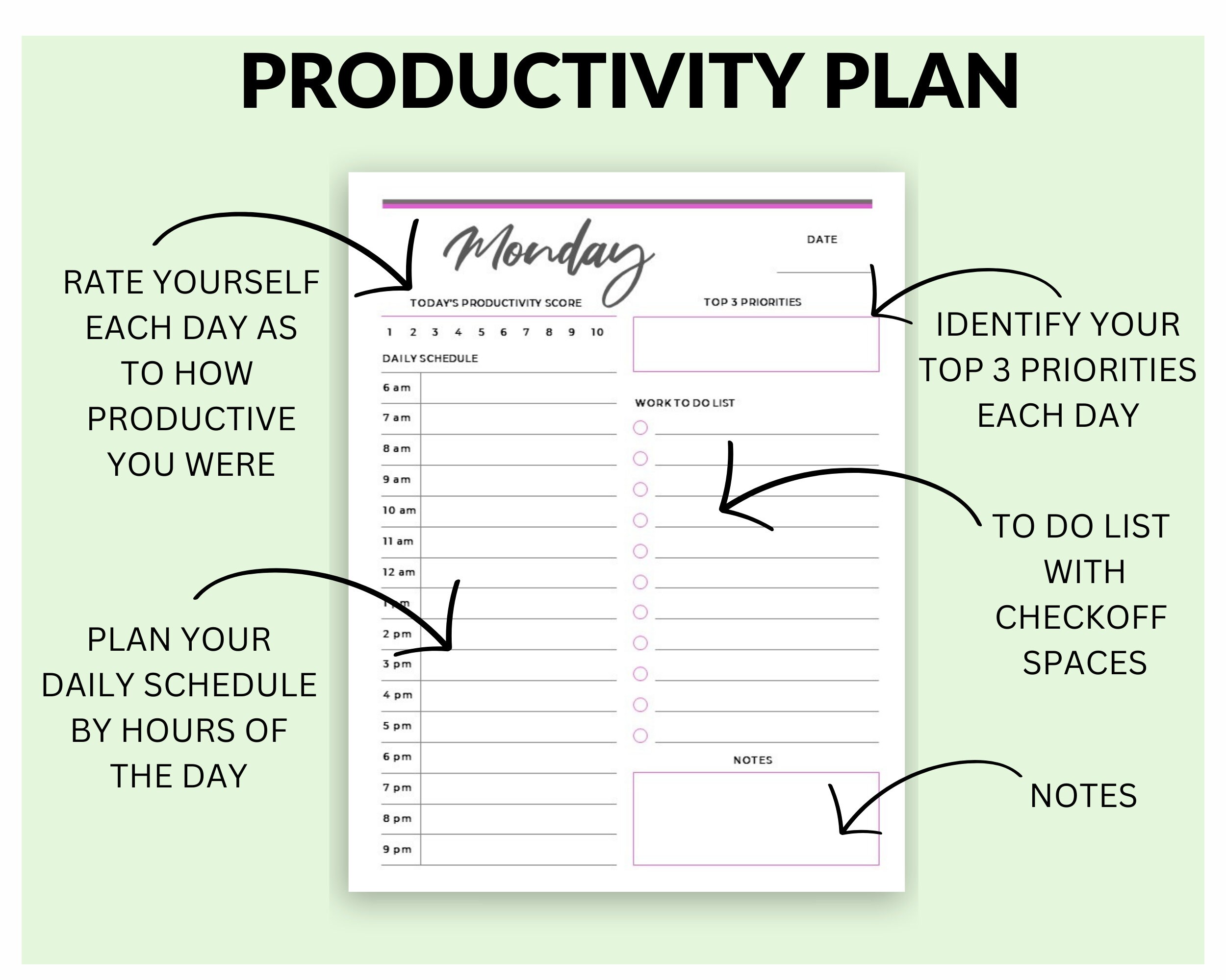 Printable Weekly Productivity Planner Stay Organized and Efficient - Etsy