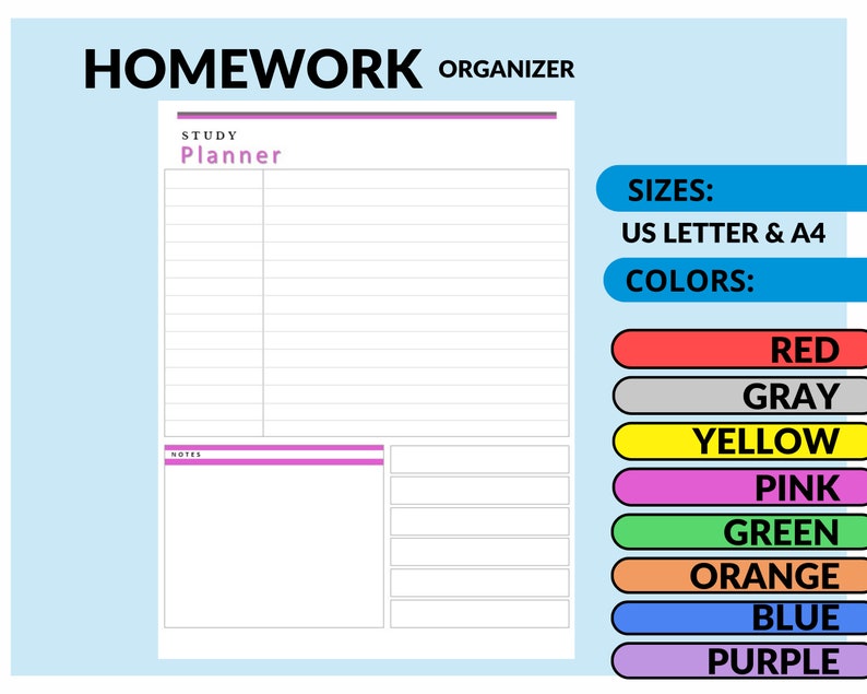 Student Study Planner Page Printable Study Organizer - Etsy