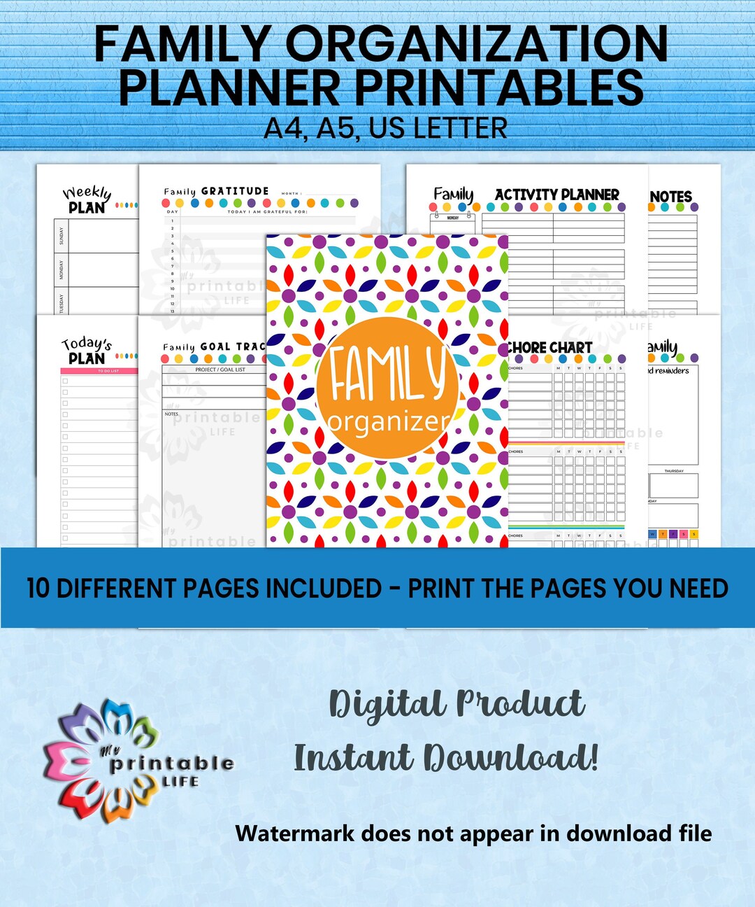 Family Schedule Planner Printable, Organized Weekly Family Activity ...