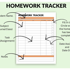 Homework Tracker Printable for Busy Students to Simplify Your - Etsy