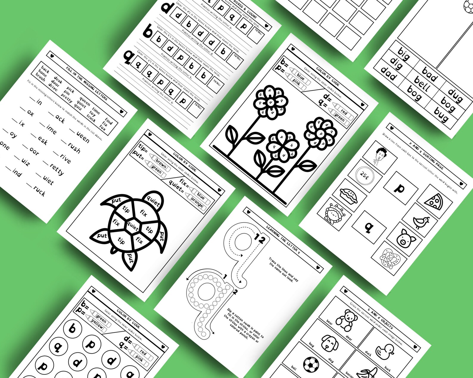 Dyslexia Letter Reversals Worksheets for the Letters B, D, P, Q, T, and ...