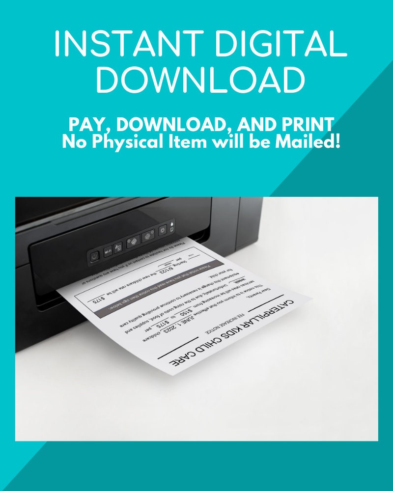 DAYCARE FEE INCREASE Notice, Tuition Rate Increase Letter, Childcare ...