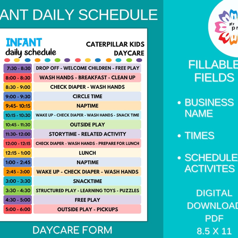 Infant Daily Schedule - Etsy