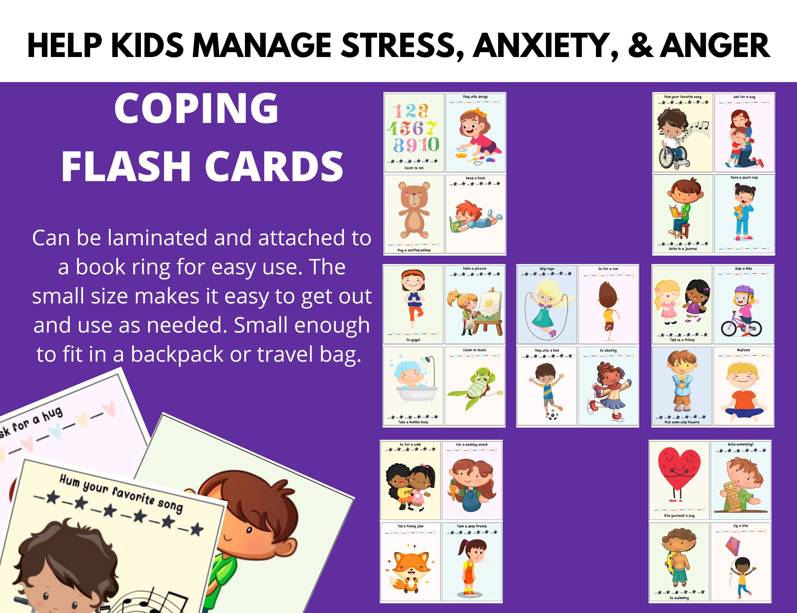 Coping Skills Cue Cards for Children - Etsy