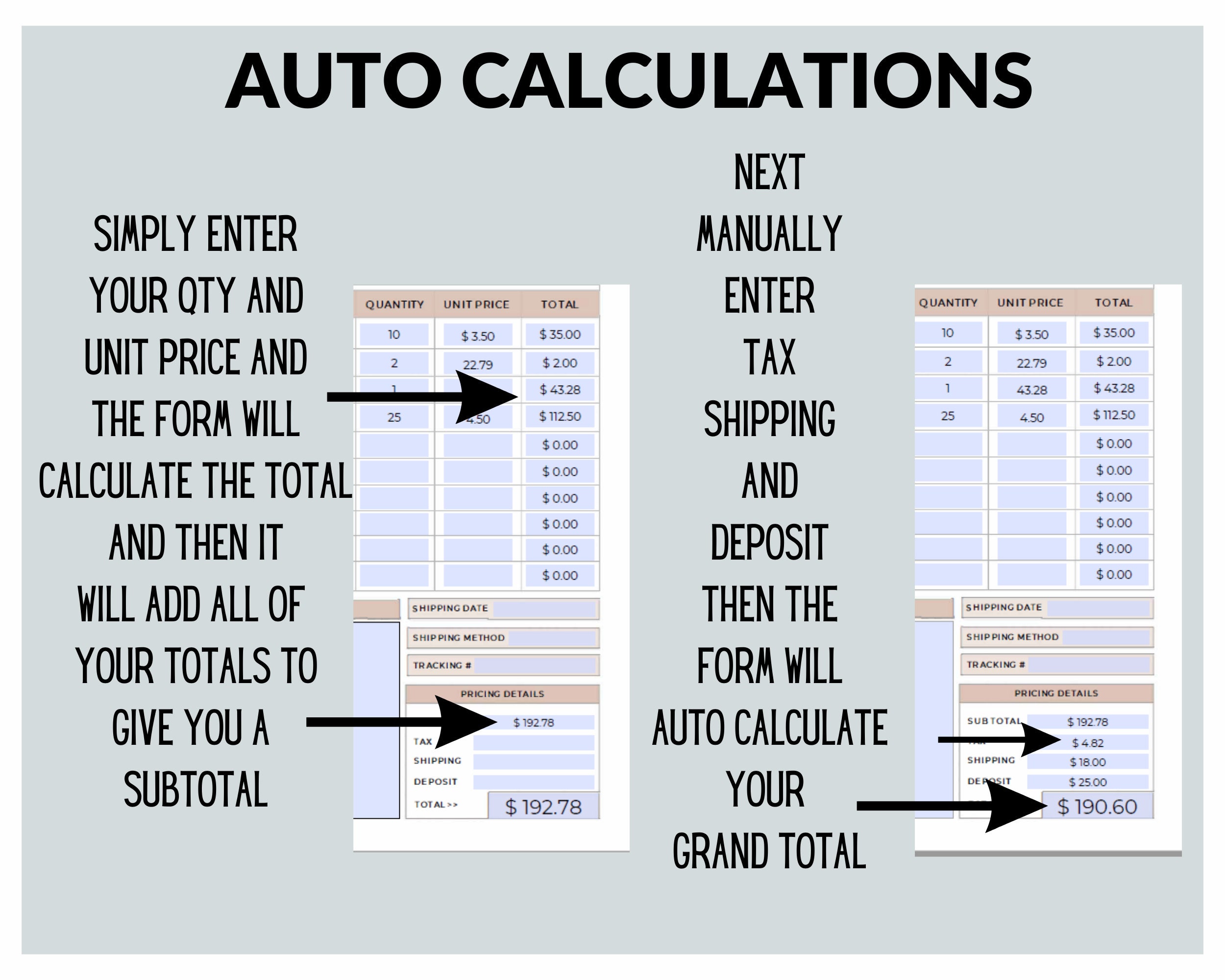 Craft Show Vendor Editable Order Form | Business Order Tracker ...