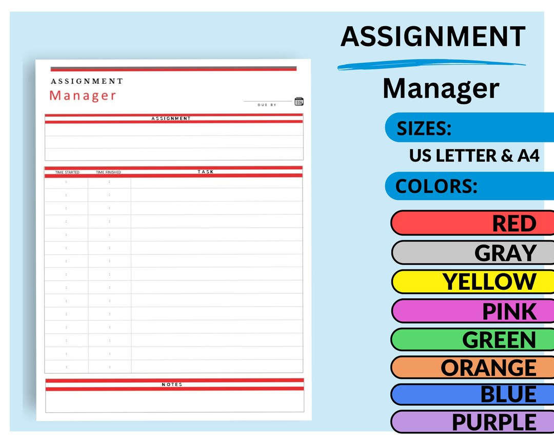 Student Assignment Manager Printable | Stay Organized With This Planner ...