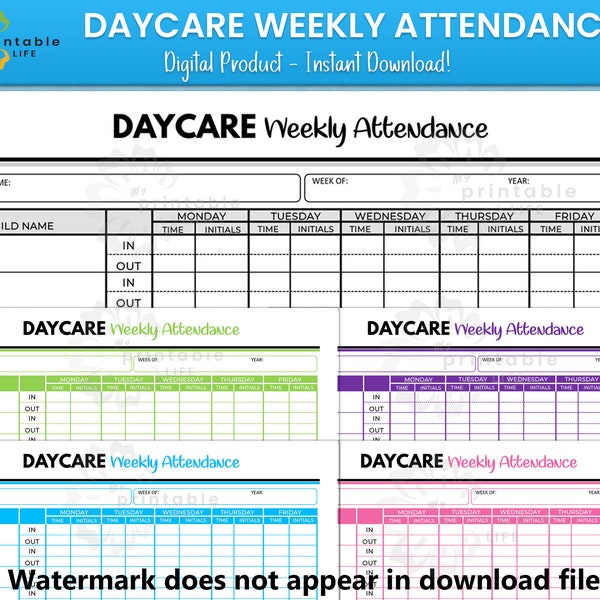 Daycare Attendance Sheet - Etsy