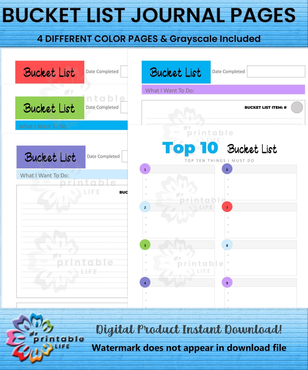 Bucket List Journal Page Printable Template, 8.5 X 11 - Etsy