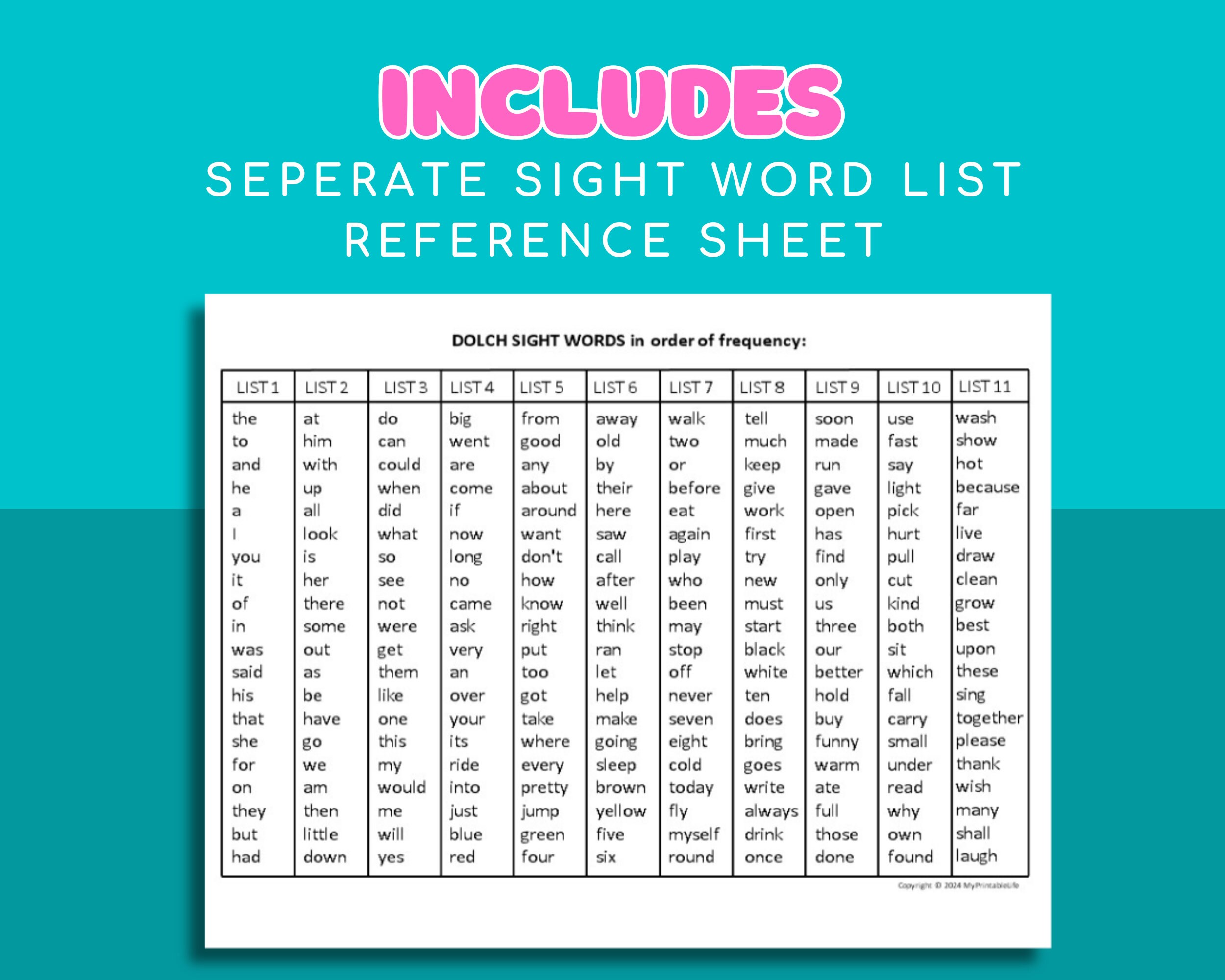 Sight Words Crossword Puzzle Worksheets | 220 Dolch Words | 33 Puzzles ...