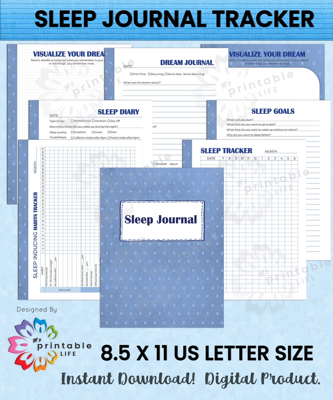 Sleep Journal Tracker Planner Printable PDF Insert - Insomnia Journal ...