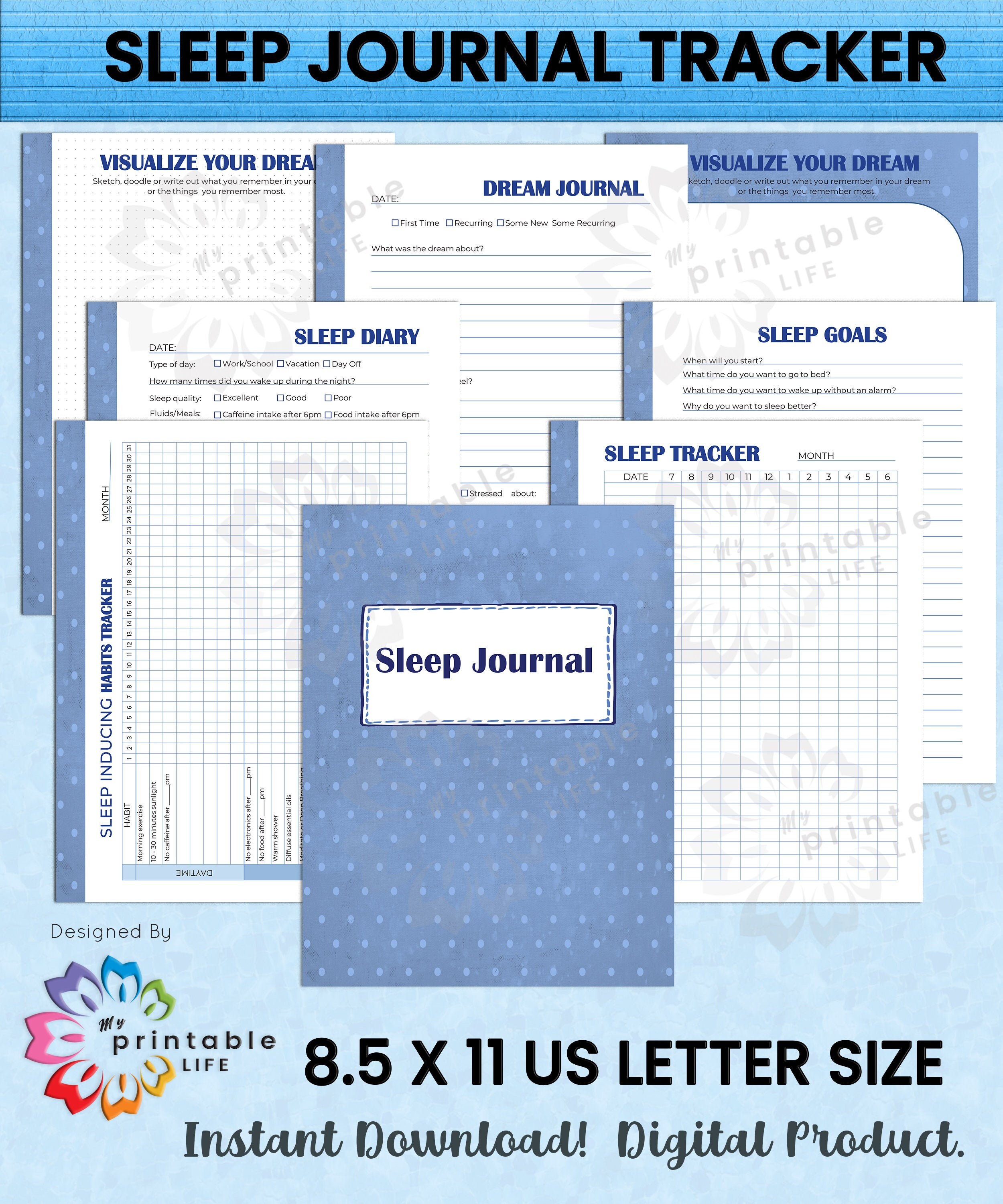 Sleep Journal Tracker Planner Printable PDF Insert Insomnia - Etsy