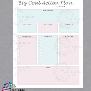 Goal Digger Planner Printable, Big Goal Action Plan, Monthly Goal Plan ...