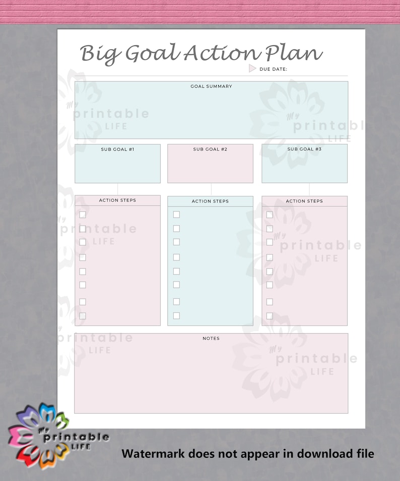 Goal Digger Planner Printable, Big Goal Action Plan, Monthly Goal Plan ...