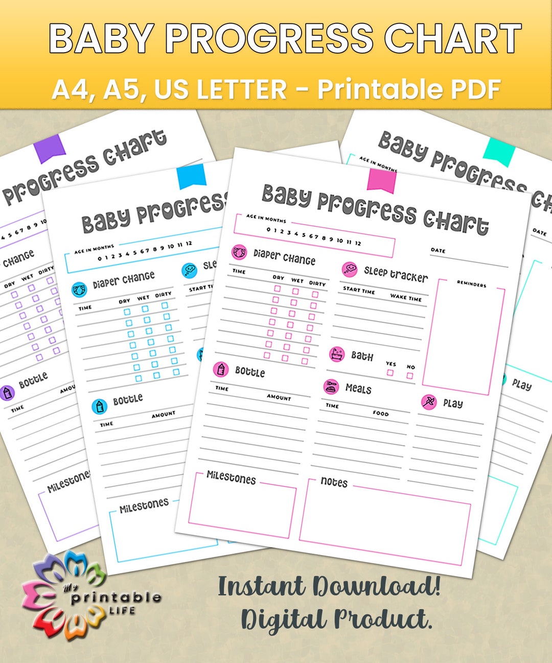 Baby Tracker Printable Progress Chart, Daily Infant Care Sheet, Nanny ...
