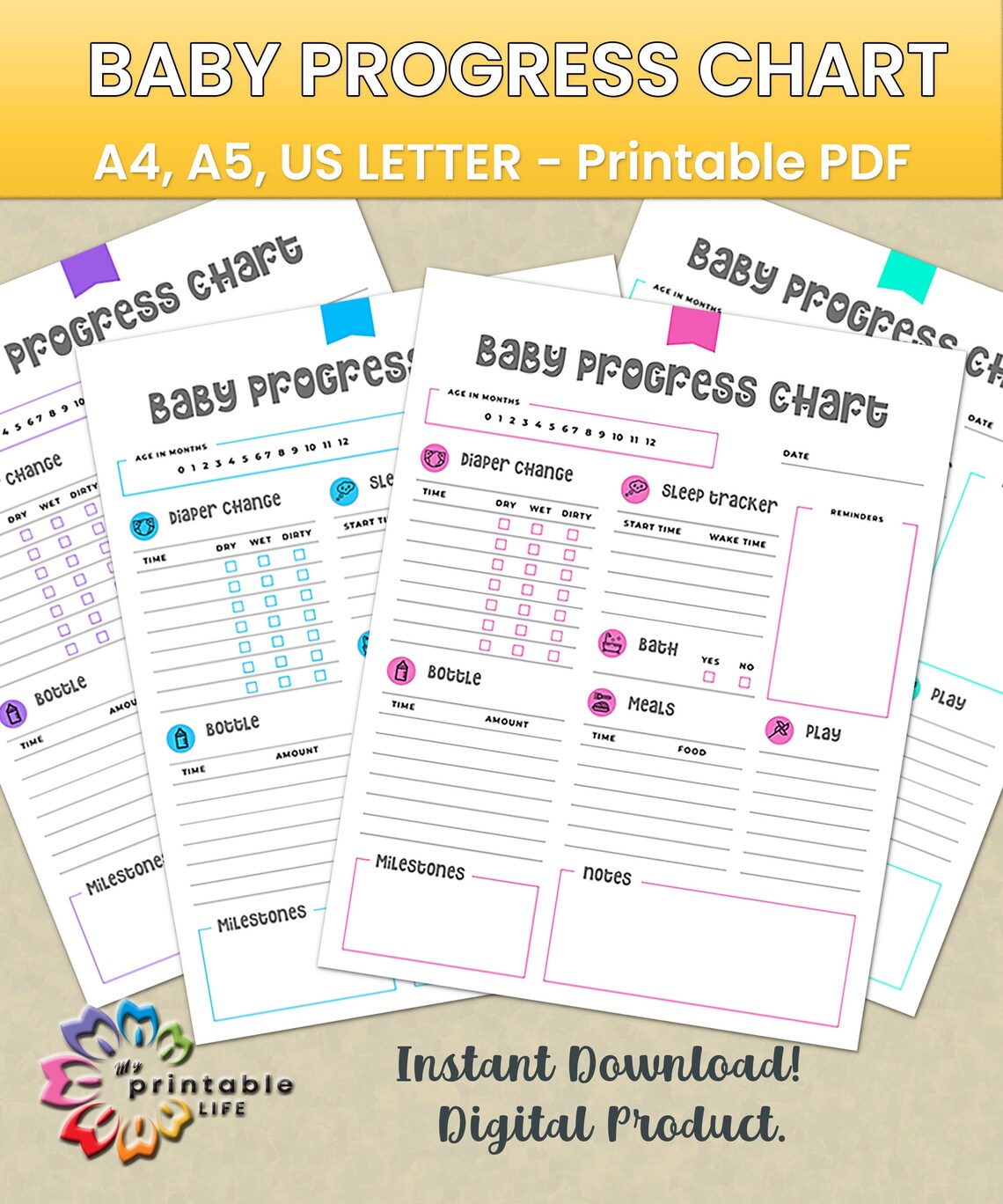 Baby Tracker Printable Progress Chart, Daily Infant Care Sheet, Nanny ...