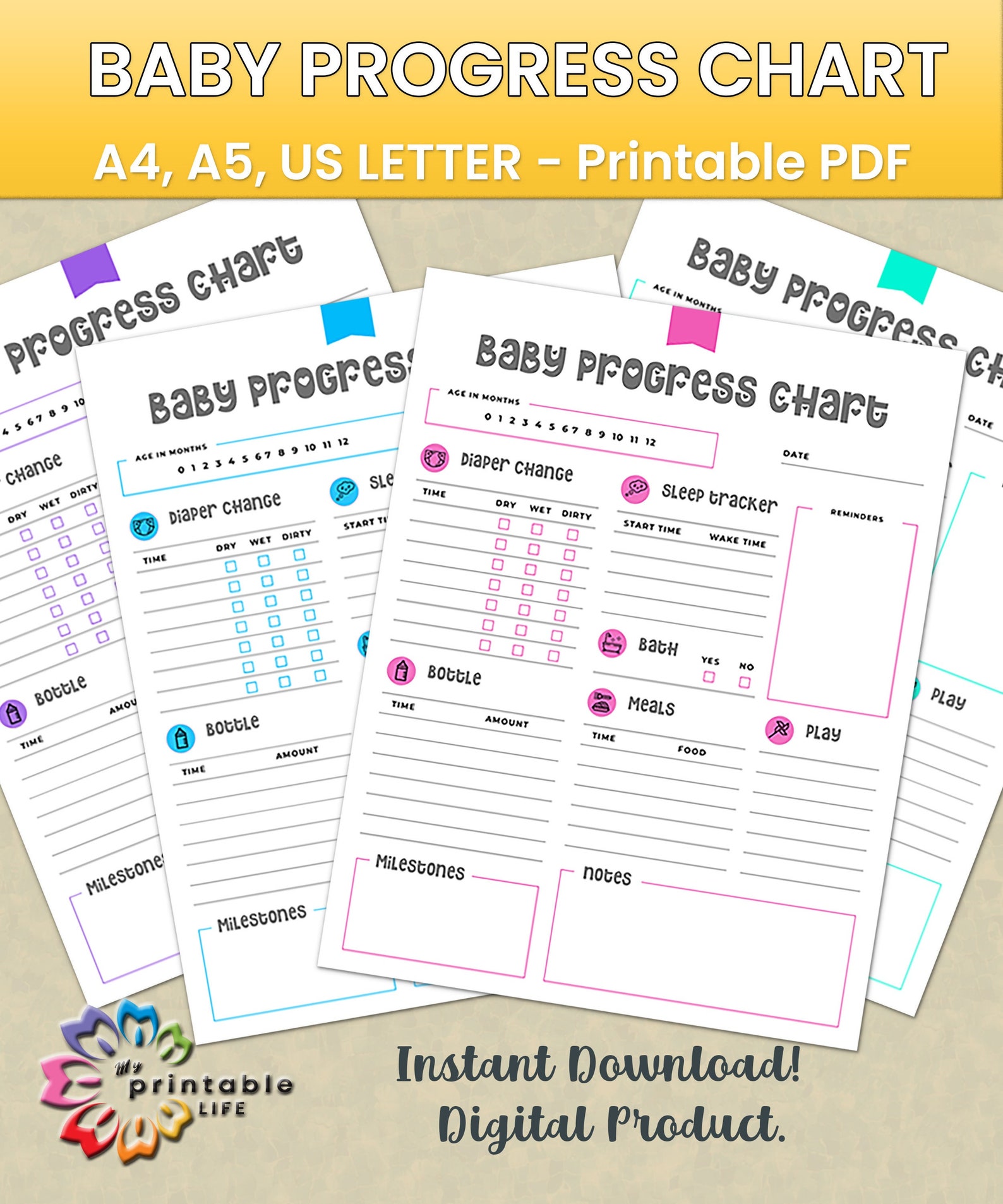 Baby Tracker Printable Progress Chart, Daily Infant Care Sheet, Nanny ...