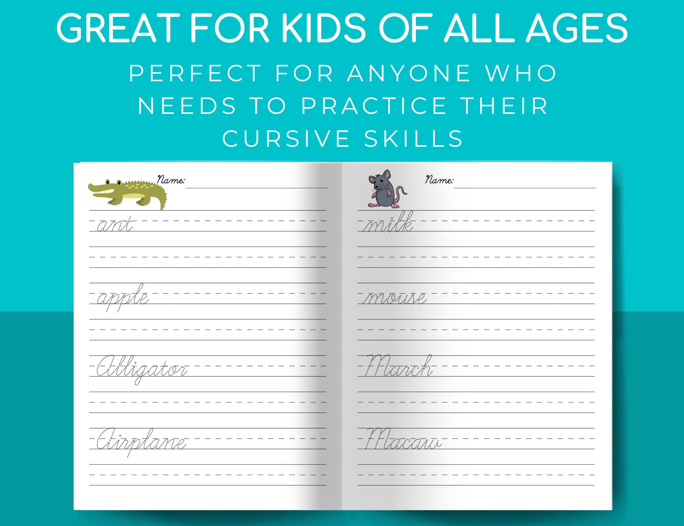 Cursive Writing Worksheets Alphabet A - Z Tracing Guide Practice ...